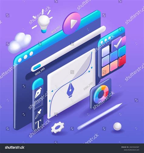 D Isometric Illustration Cartoon Display Vector Stock Vector Royalty Free