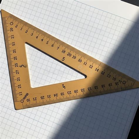 Using Triangle Ruler For Technical Drawing On Graph Paper Stock Illustration Illustration Of