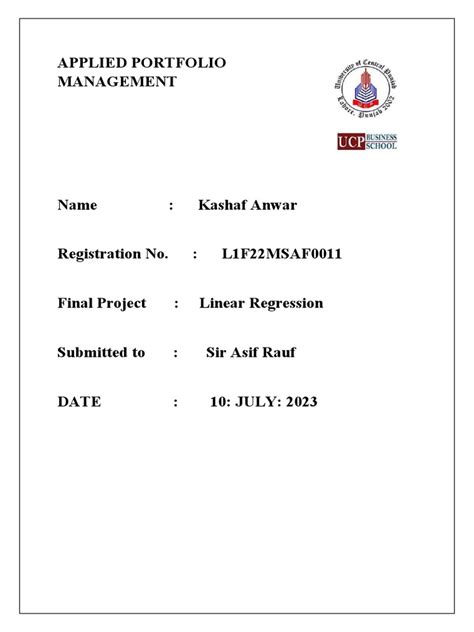 Portfolio Write Up Download Free Pdf Coefficient Of Determination