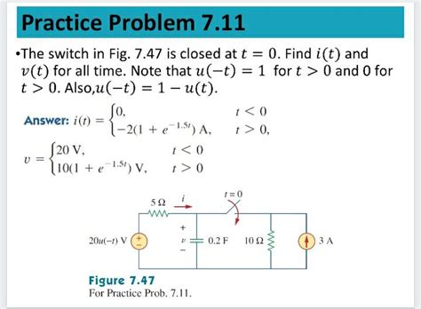 solved practice problem 7 11 the switch in fig 7 47 is