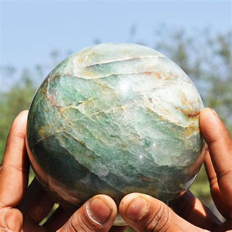 Genuine Green Aventurine Crystal Carved Reiki Healing Sphere Museum