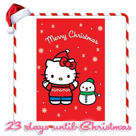 Festive Hello Kitty Christmas Card With A Snowman