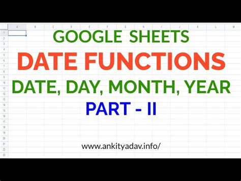 Date Functions In Google Sheets DATE DAY MONTH YEAR Formulas Part YouTube