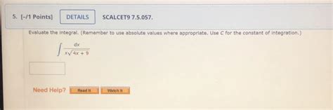 Solved Evaluate The Integral Remember To Use Absolute Solved Evaluate The Integral Remember To Use Absolute