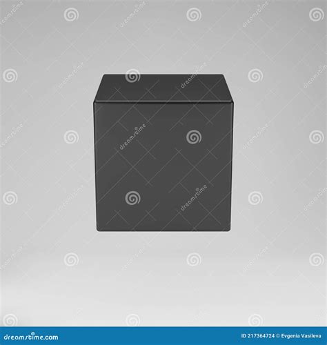 Black 3d Modeling Cube With Perspective Isolated On Grey Background