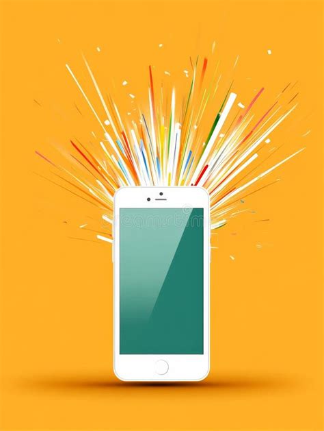 Explosive Abstract Design Featuring Smartphone Dynamic Light Beams Radiating Against Vivid