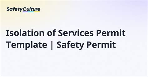 Isolation Of Services Permit Template Safety Permit Free Template