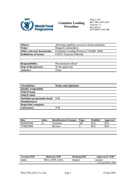 Container Loading Procedure Pdf Pdf Paper Materials
