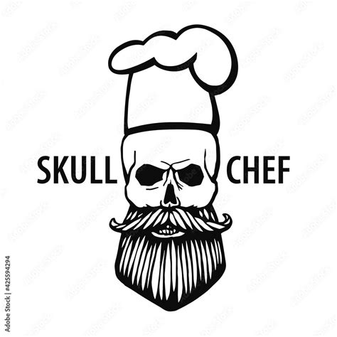 Skull In Chef Hat With Beard And Mustache Isolated Vector Illustration Skull Chef Logo Stock