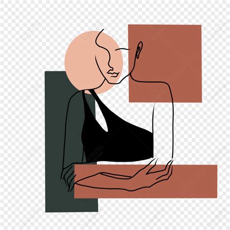 절반 길이 추상 라인 드로잉 패션 일러스트 여자 포스터 최소 Png 일러스트 무료 다운로드 Lovepik