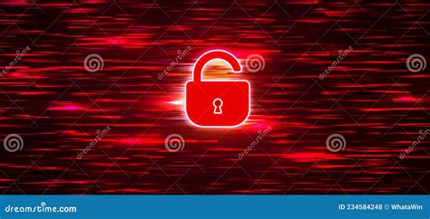 Abstract Technology Binary Code Red Background With Lock Stock Vector