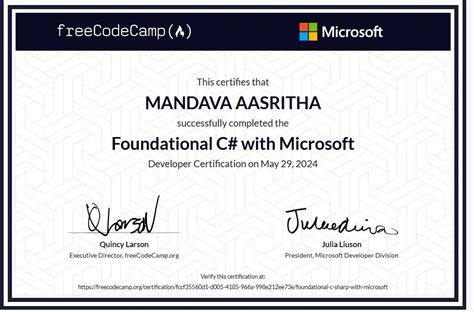 Mandava Aasritha On Linkedin Freecodecamp Microsoft Certificate