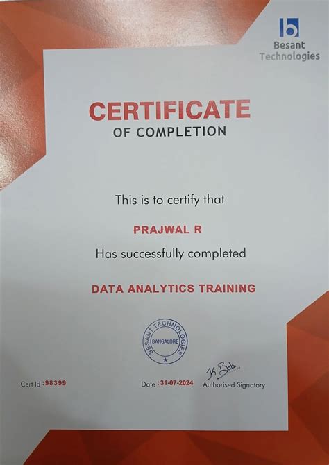 Prajwal R On Linkedin I Am Excited To Share That I Have Completed Data Analytics Training