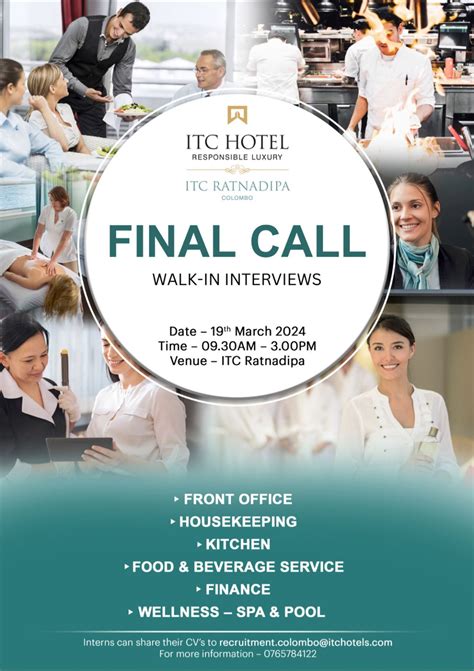 Itc Ratnadipa Colombo On Linkedin Walkininterviews Career Vacancy