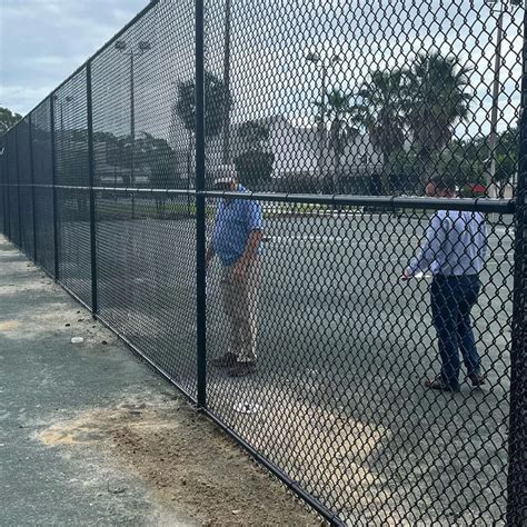 10 Foot High Black Chain Link Fence With Bottom Rail Top Rail And Mid Rail Chain Link Fence