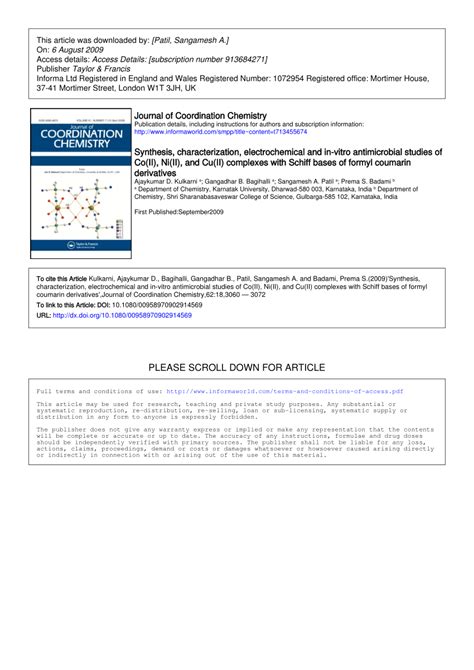 Pdf Synthesis Characterization Electrochemical And In Vitro