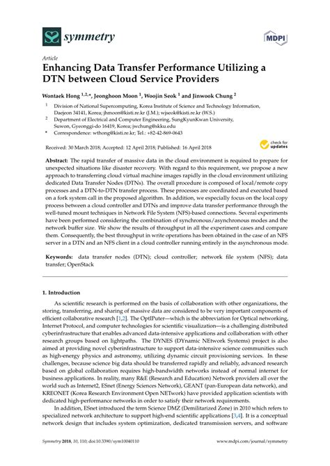 Pdf Enhancing Data Transfer Performance Utilizing A Dtn Between Cloud