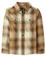 Boys Long Sleeve Buffalo Plaid Flannel Button Up Shirt Red The