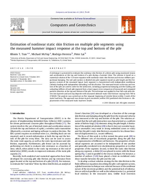 Pdf Estimation Of Nonlinear Static Skin Friction On Multiple Pile