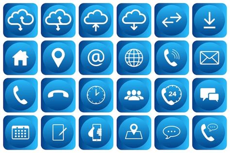 Premium Vector Business Icon Set For Web And Mobile Contact Us Communication Set Square