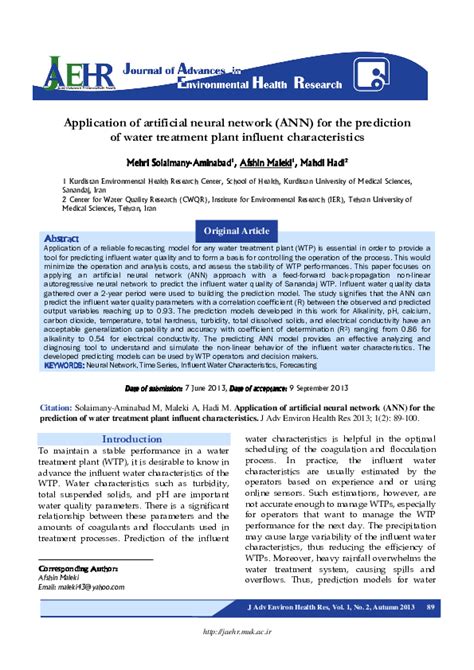 pdf application of artificial neural network ann for the prediction