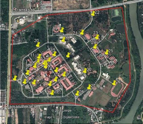 Map Pinpoint The Location Of 30 Noise Measurement At Usm Engineering Download Scientific