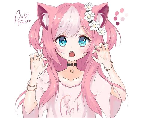 Pink Anime Cat Girl Wallpaper Pink Cat Anime Girl