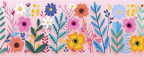 분홍색 배경에 다양한 꽃과 잎의 화려한 패턴 무늬 나뭇잎 꽃무늬 배경 일러스트 및 사진 무료 다운로드 Pngtree