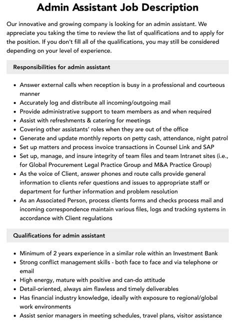 Job Scope Of Admin Assistant At Micheal Weston Blog