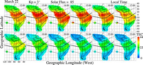 Tec Values Over South And Central America For 12 Consecutive Hours Download Scientific Diagram