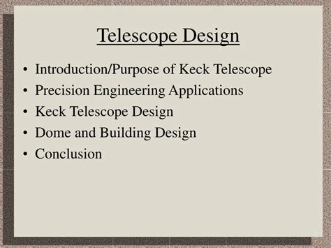 PPT Telescope Design The W M Keck I II Telescopes PowerPoint Presentation ID 371405