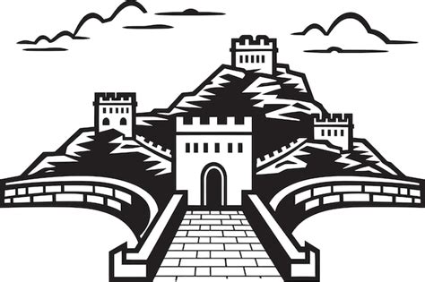 Premium Vector Great Wall Landscape Vector Artwork