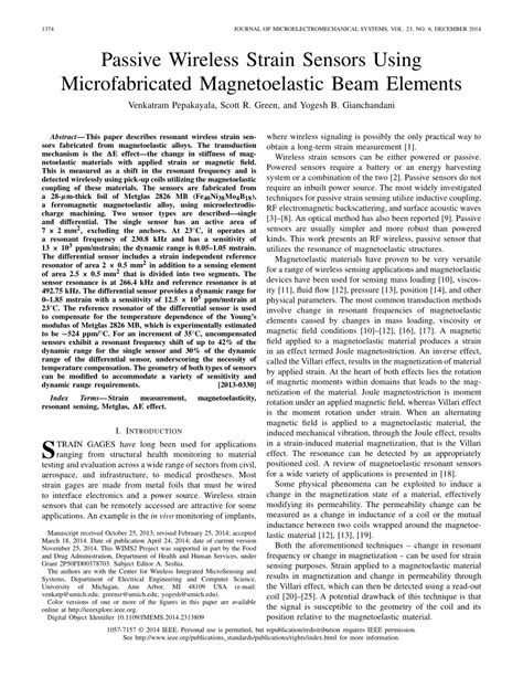 Pdf Passive Wireless Strain Sensors Using Microfabricated Magnetoelastic Beam Elements