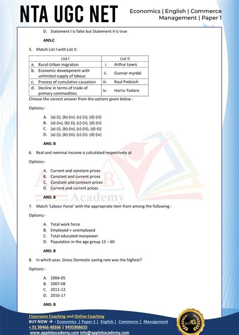 Nta Ugc Net Economics December 2021 And June 2022 Question Paper And Answer Key Apple B Ugc Net