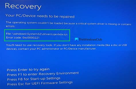 Operating System Couldnt Be Loaded Critical System Driver Missing
