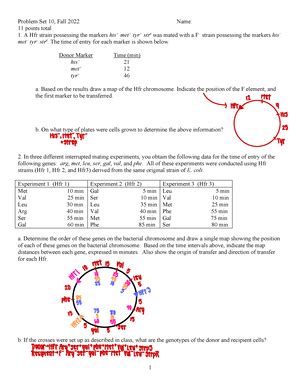 Genetics Problem Set 14 Problem Set 14 Fall 2022 Name 10 Points Total Patterning Of The