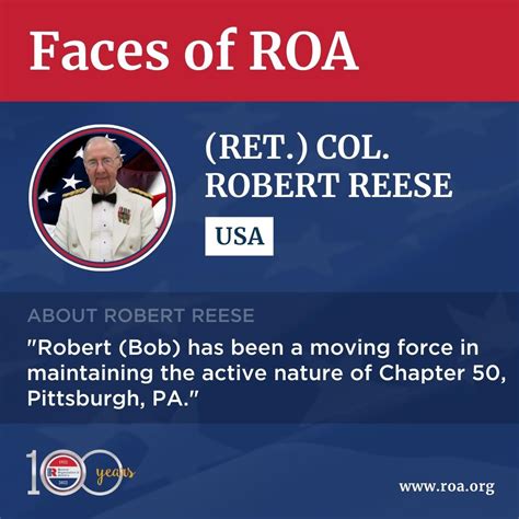 Faces Of Roa Usa Ret Col Robert Reese Roa