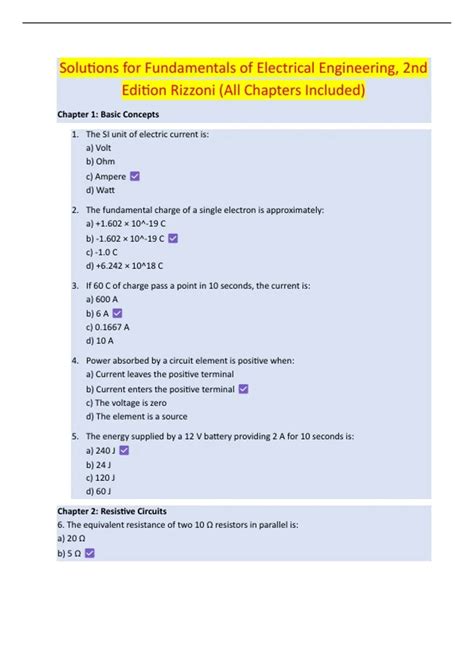 Solutions For Fundamentals Of Electrical Engineering 2nd Edition