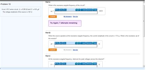 Solved Part D At The Resonance Angular Frequency What Are Chegg