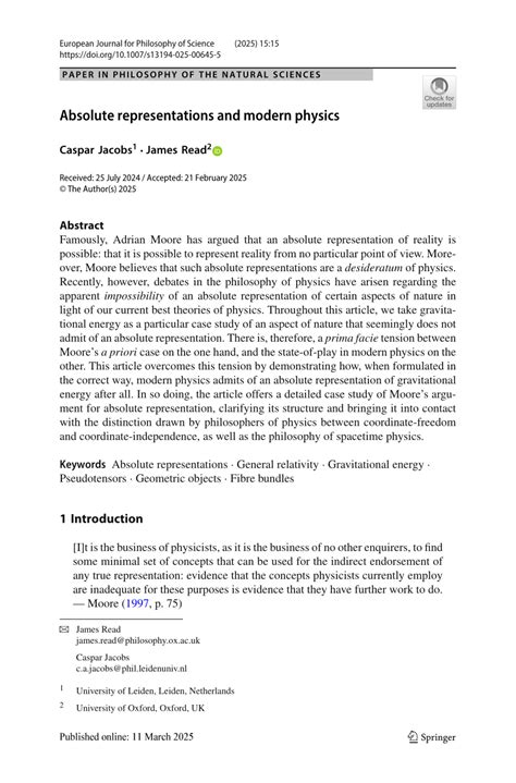 Pdf Absolute Representations And Modern Physics