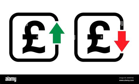 Set Of Cost Symbol Pound Increase And Decrease Icon Money Vector