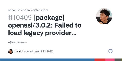 Package Openssl302 Failed To Load Legacy Provider With Prebuilt