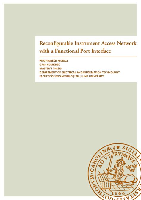 Pdf Reconfigurable Instrument Access Network With A Functional Port