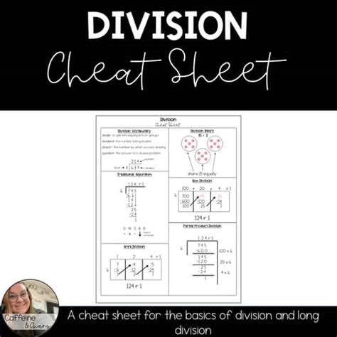 Division Cheat Sheet By Caffeine And Chaos Tpt