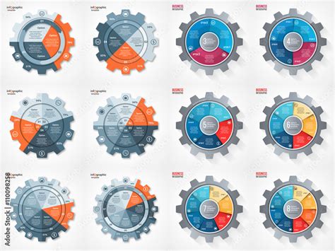 Vector Business And Industry Gear Style Circle Infographic Set For Graphs Charts Diagrams Pie