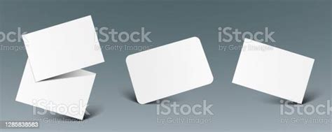 사실적인 낙하 세트 명함 기프트 카드 종이 자리 표시자 템플릿 모형 에 그림자 효과 회색 배경에 주식 벡터 명함에 대한 스톡 벡터 아트 및 기타 이미지 Istock