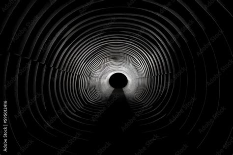 Optical Illusion Of A Tunnel With Light At The End Leading To Another World Created With