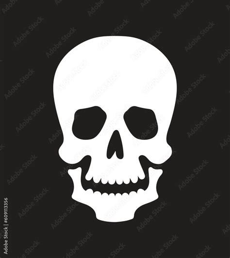 Vetor De White Skull Silhouette Isolated On Black Design Element