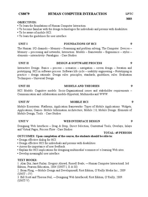 cs8079 syllabus pdf human computer interaction user interface