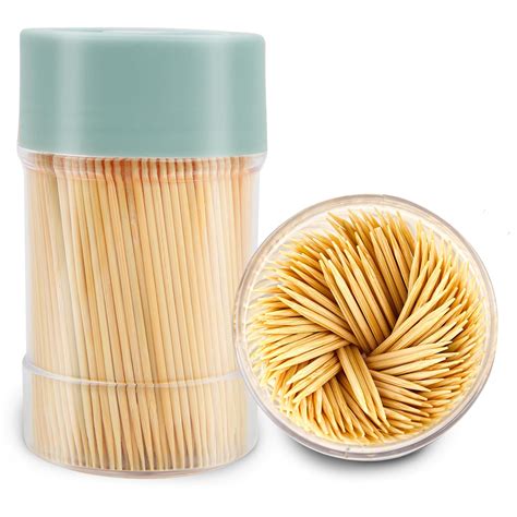 Trtrin Bamboo Toothpicks [3000 Pack] With Reusable Toothpick Holder